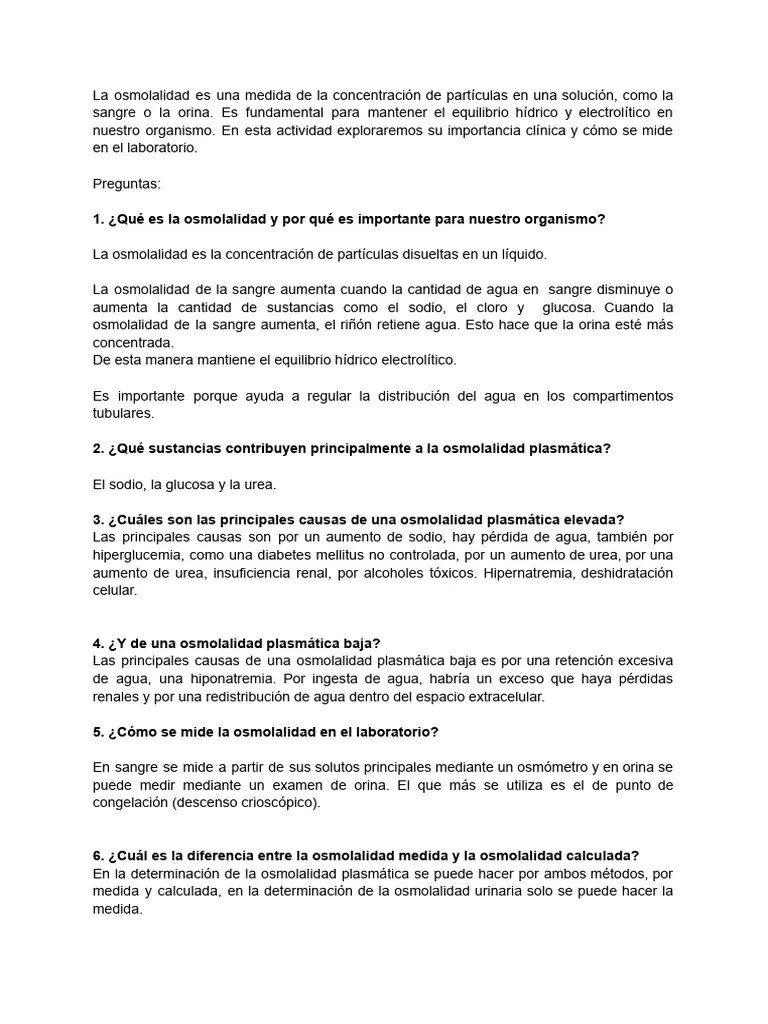 A1 Osmolalidad Pdf Sodio Concentración