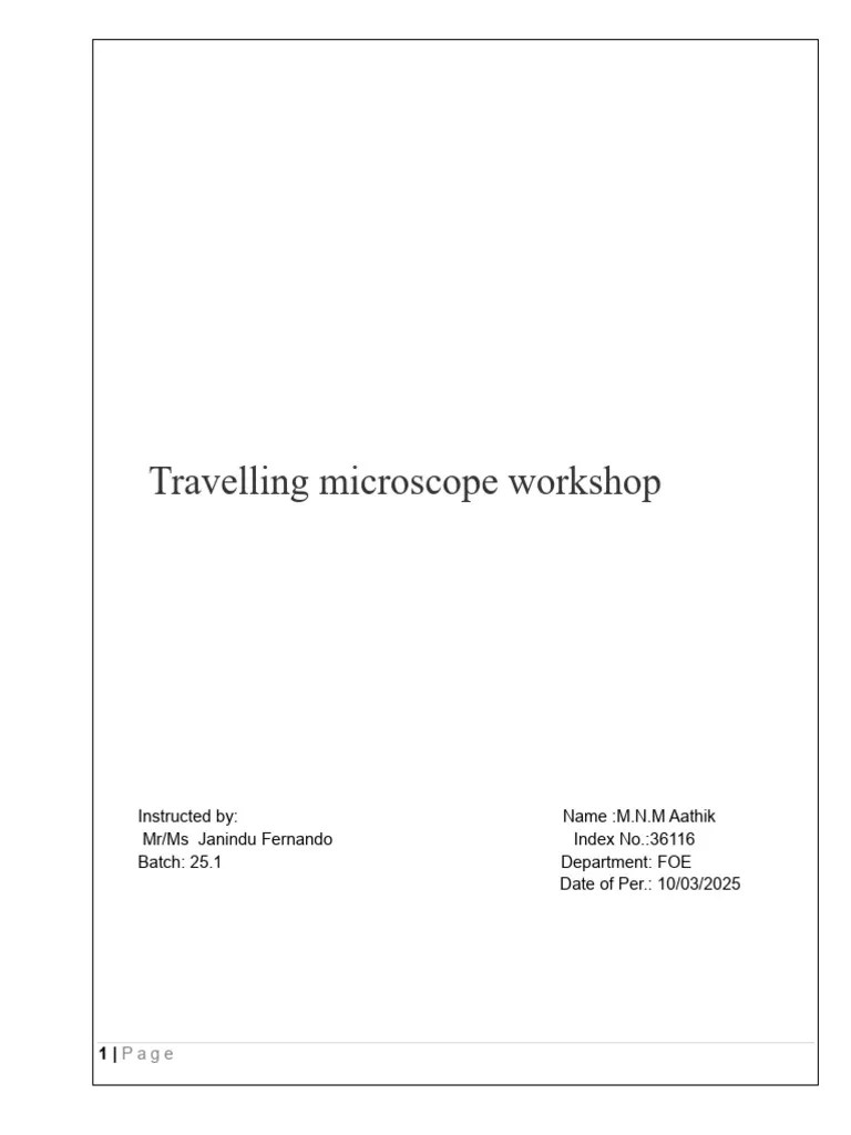 Parts And Uses Of A Traveling Microscope Pdf