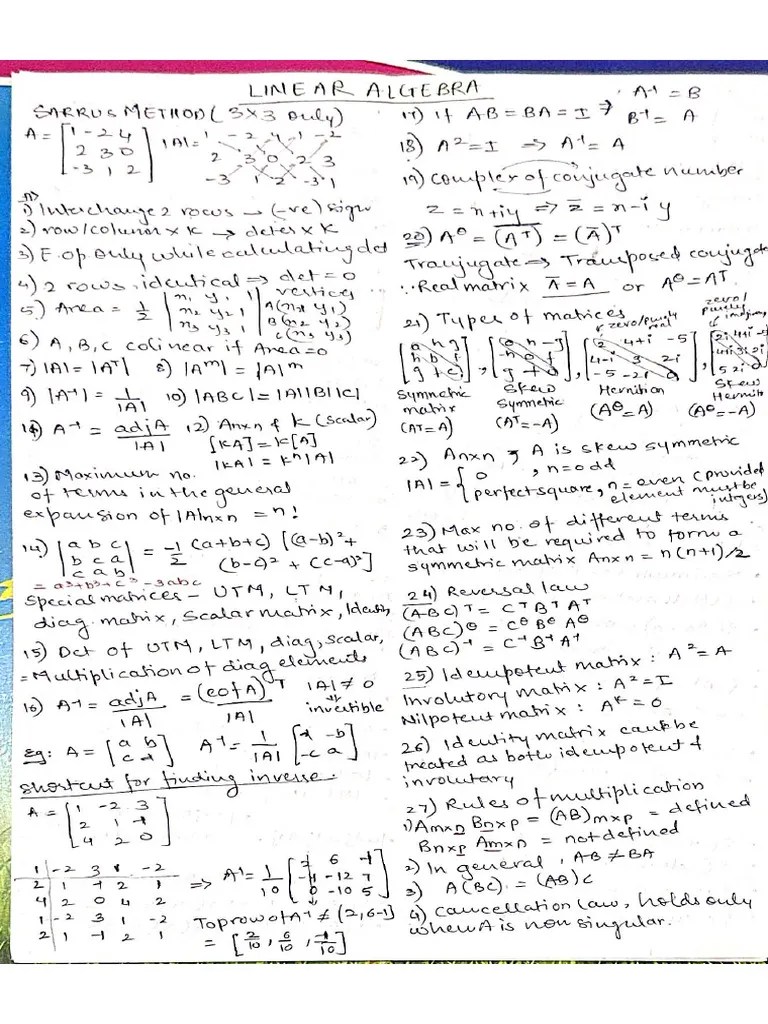 Linear Algebra Short Notes Pdf