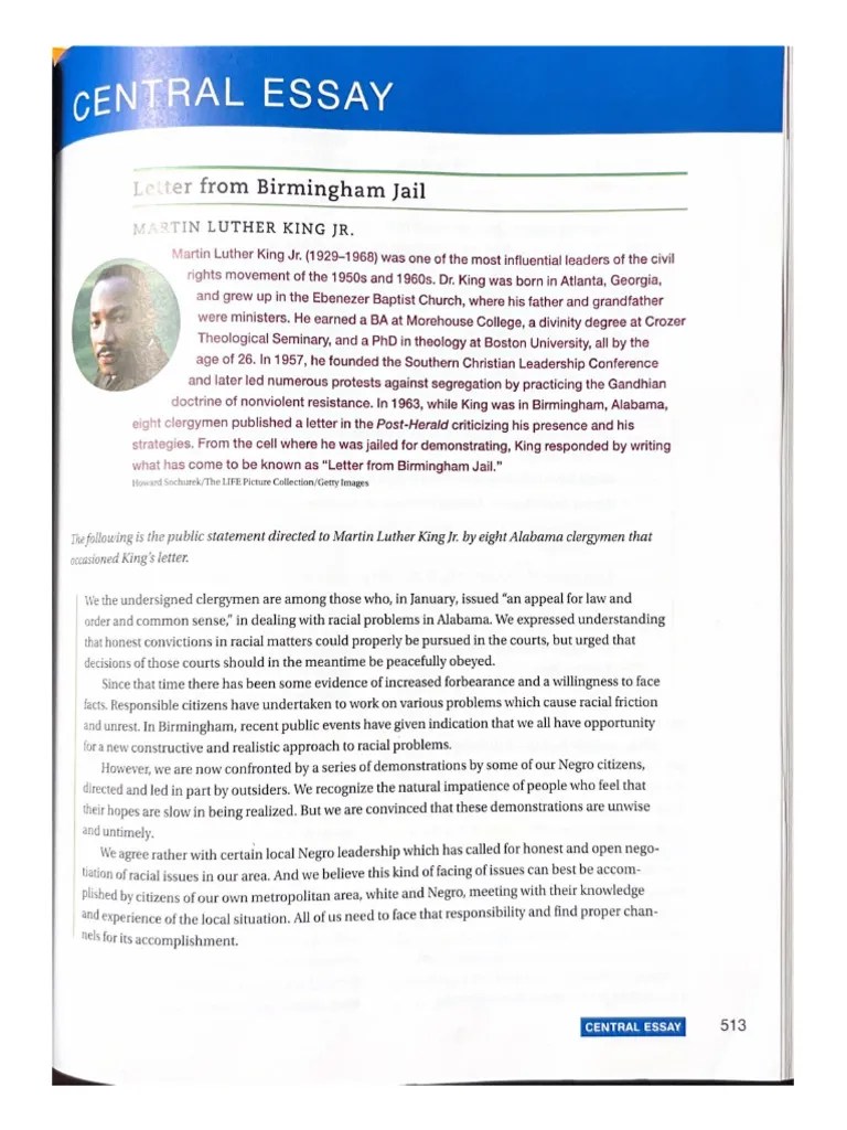Mlk Jr Letter From Birmingham Jail Pdf