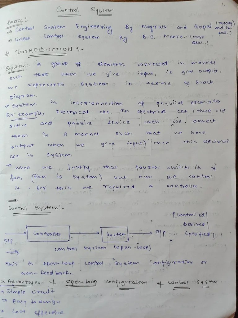 Control System Notes Pdf