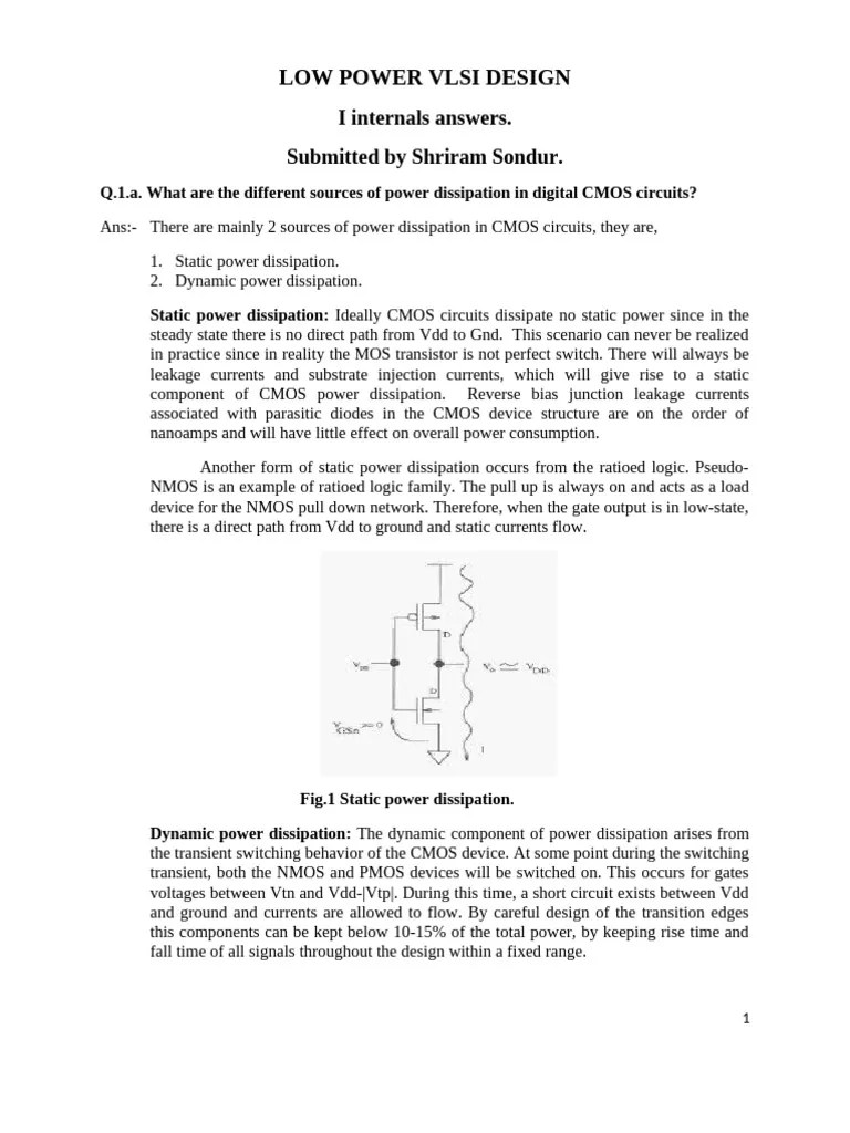 Lpvlsi 1st Chapter Solution Pdf Cmos Mosfet