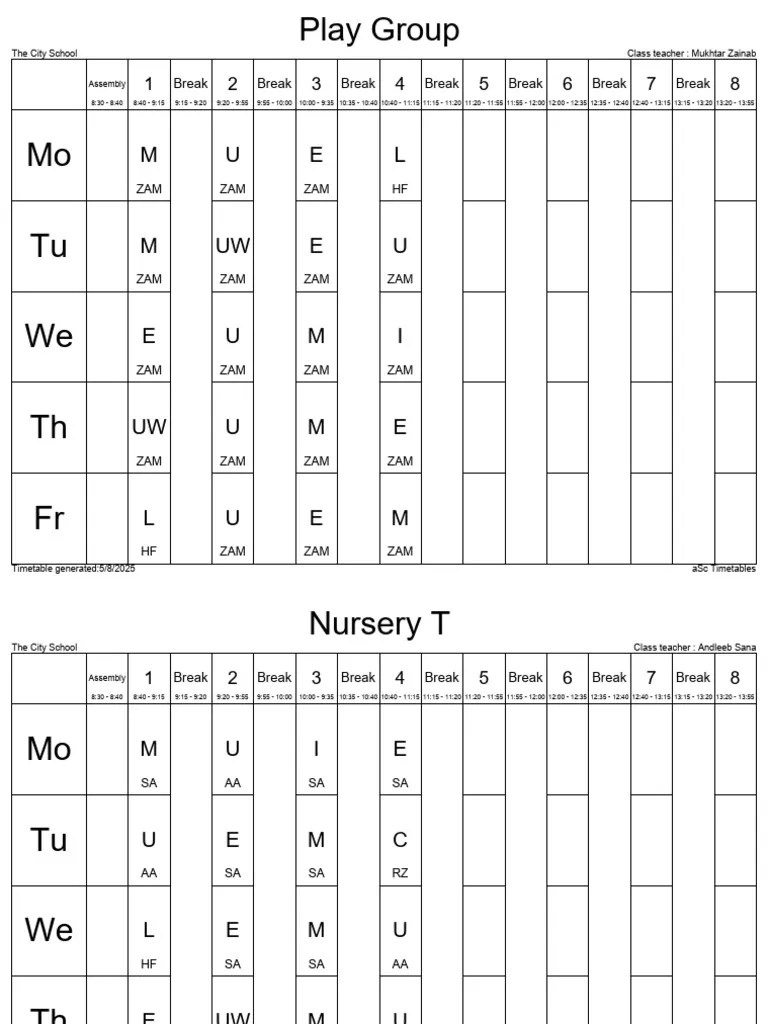 All Online Class Schedule Pdf