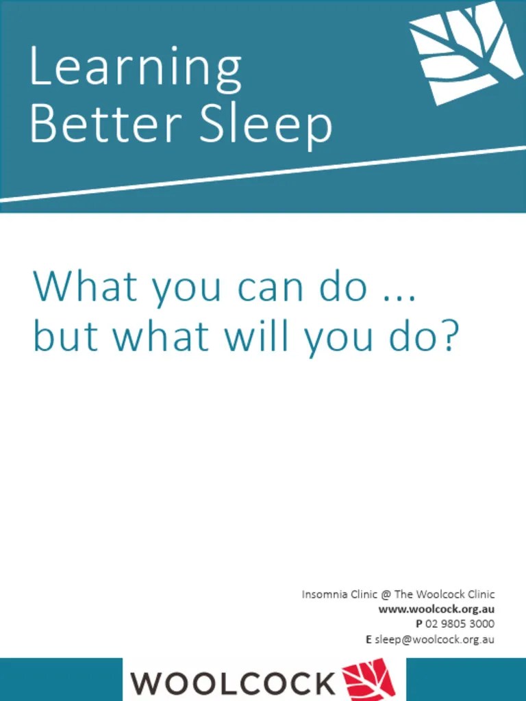 Learning Better Sleep Pdf Sleep Insomnia