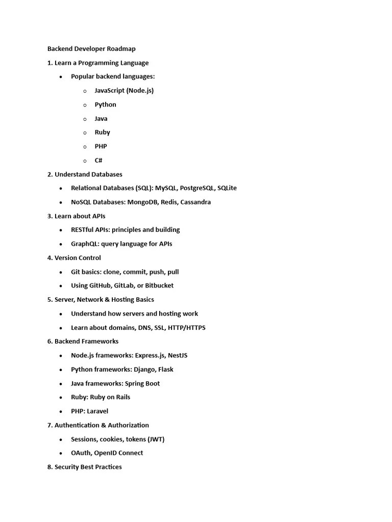 Backend Developer Roadmap Pdf