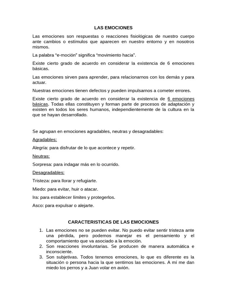 Las Emociones Pdf Las Emociones Temor
