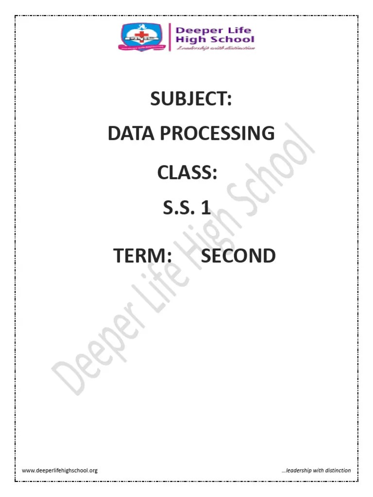 Ss 1 Data Processing Second Term E Note Pdf Operating System