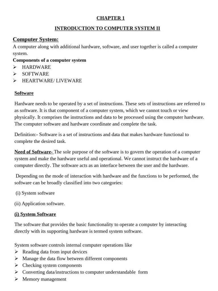 Csk W Chapter 1 Introduction To Computer System Notes 2 Pdf