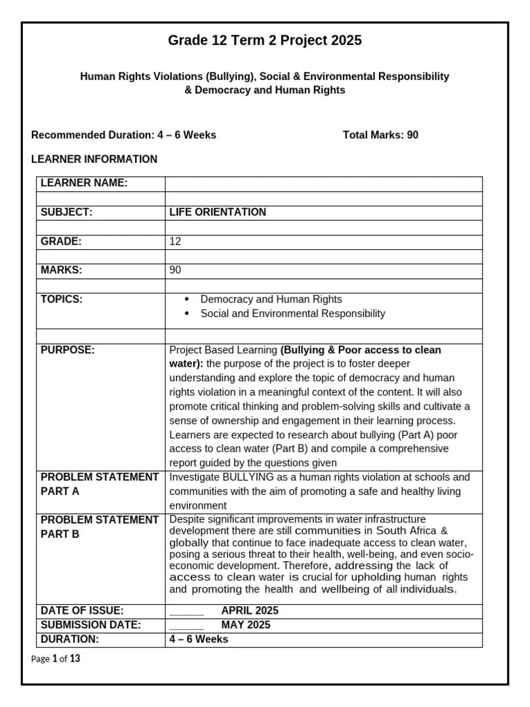 Grade 12 Project 2025 Final Pdf Bullying Survey Methodology