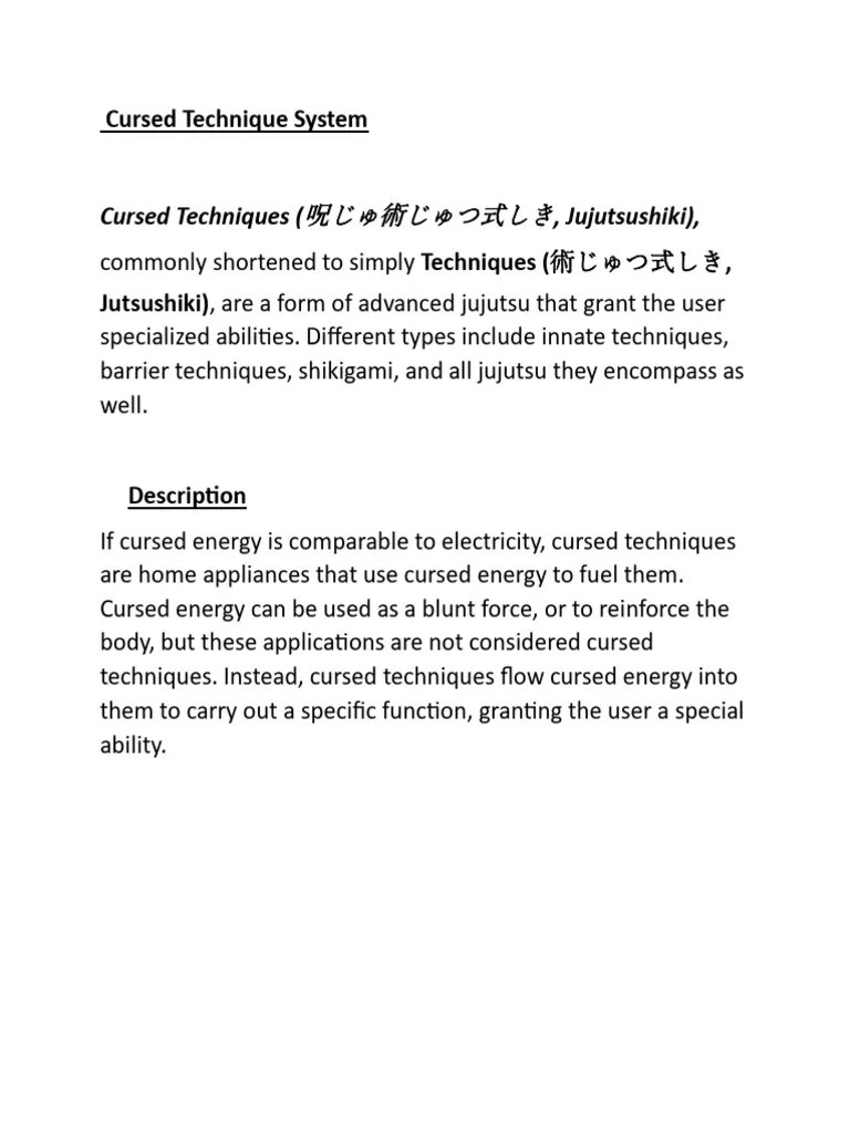 Cursed Technique System Pdf