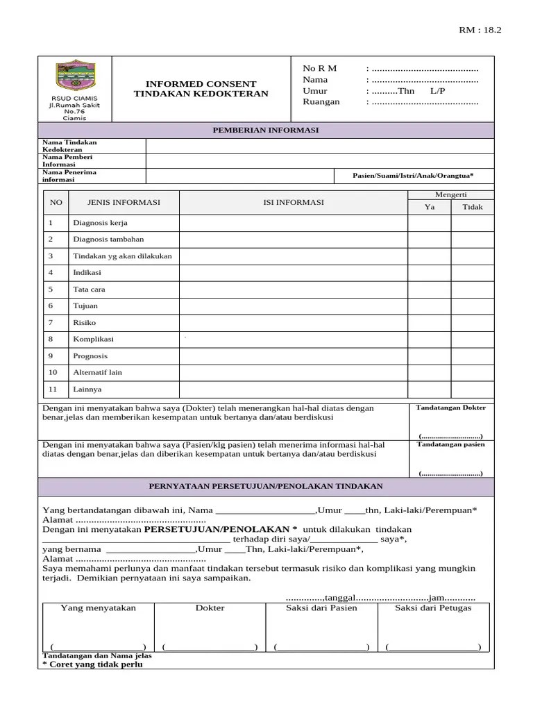 Informed Consent Tindakan Kedokteran Pdf