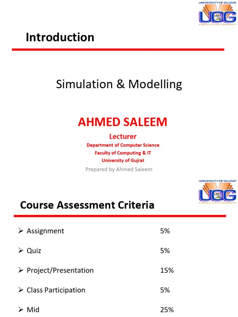Lecture 1 Simulation And Modelling Pdf Simulation System
