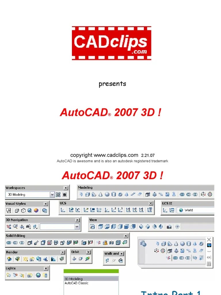 Autocad 2007 3d Training Pdf