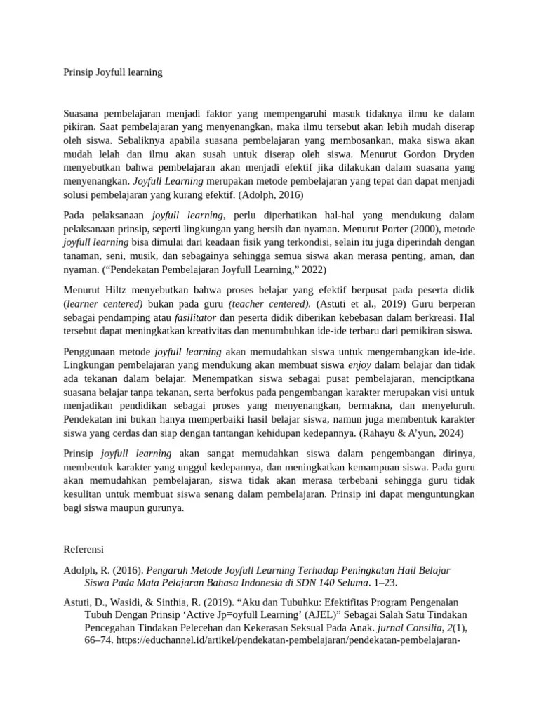 Prinsip Joyfull Learning Pdf