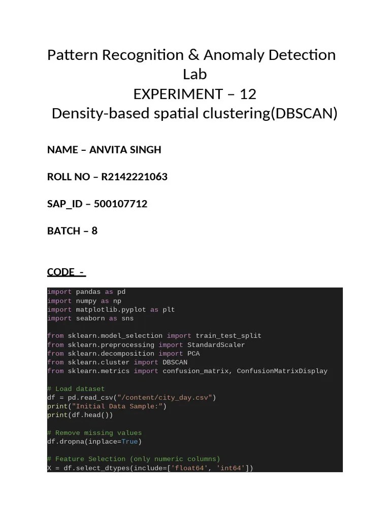Dbscan Implementation In Python Pdf Principal Component Analysis