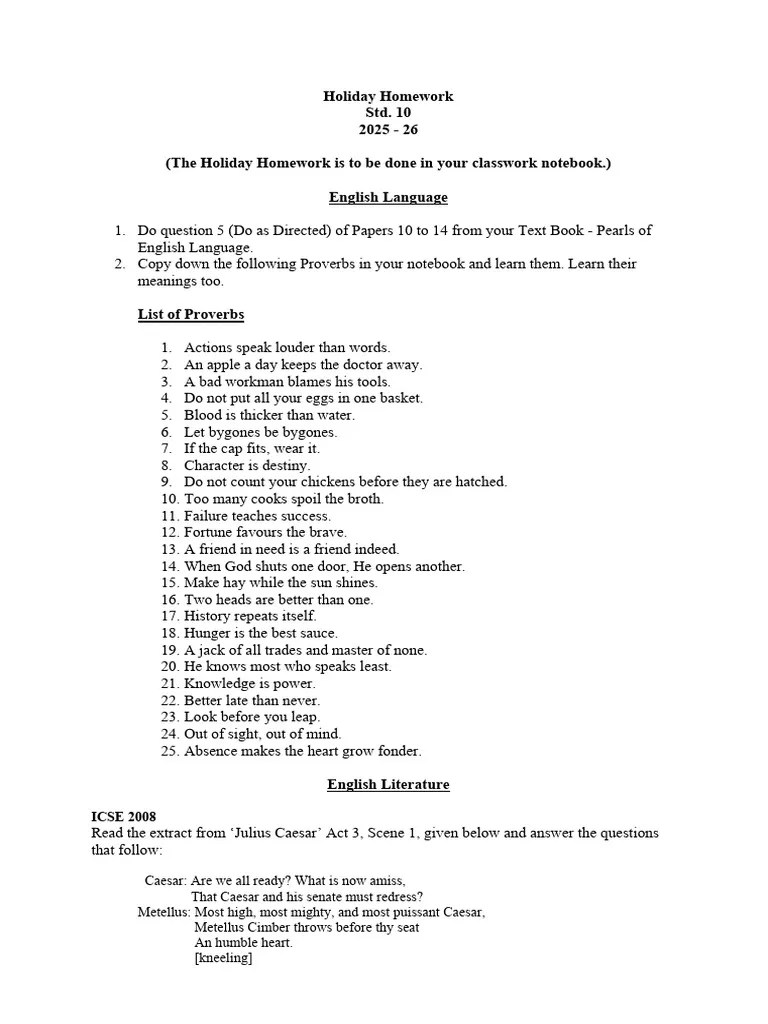 Std 10 Holiday Homework 1 Compressed Pages 1 Pdf