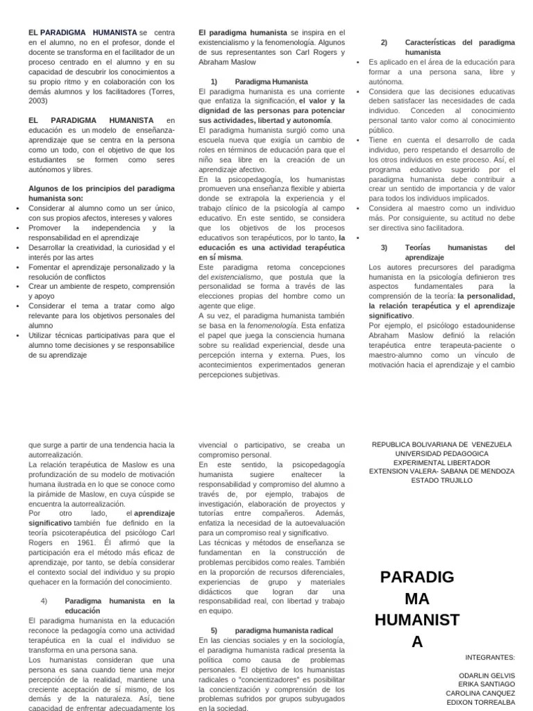 El Paradigma Humanista En Educación Es Un Pdf Aprendizaje Sicología