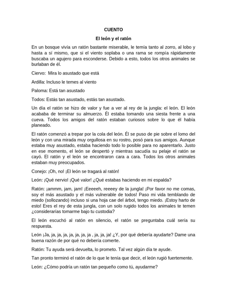 El León Y El Ratón Cuento Pdf