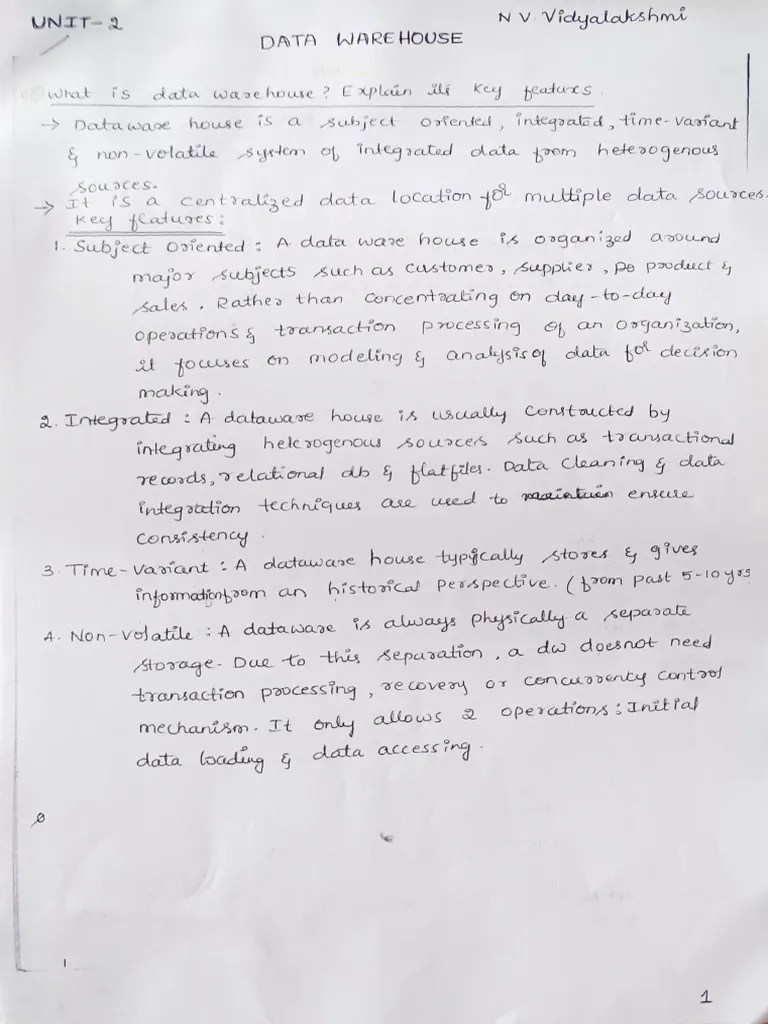Unit 2 Data Warehouse Pdf