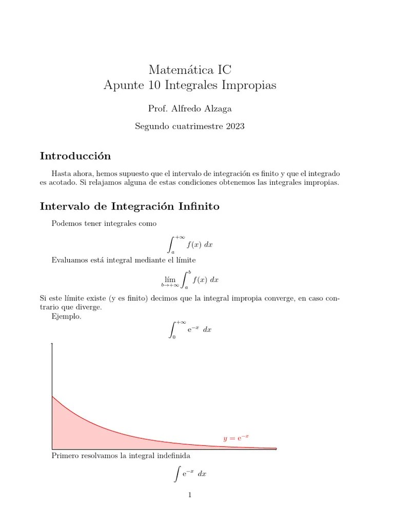 Integrales Impropias Conceptos Y Ejemplos Pdf Integral Análisis