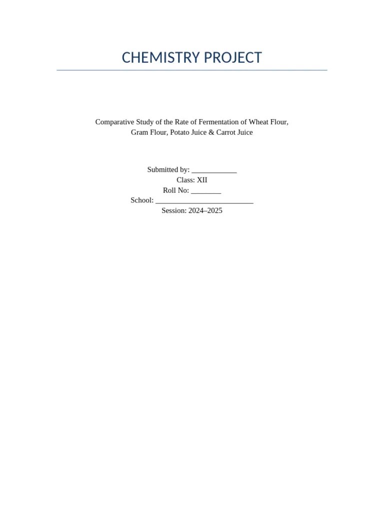 Comparative Study Of Fermentation Class12 Project Pdf Yeast