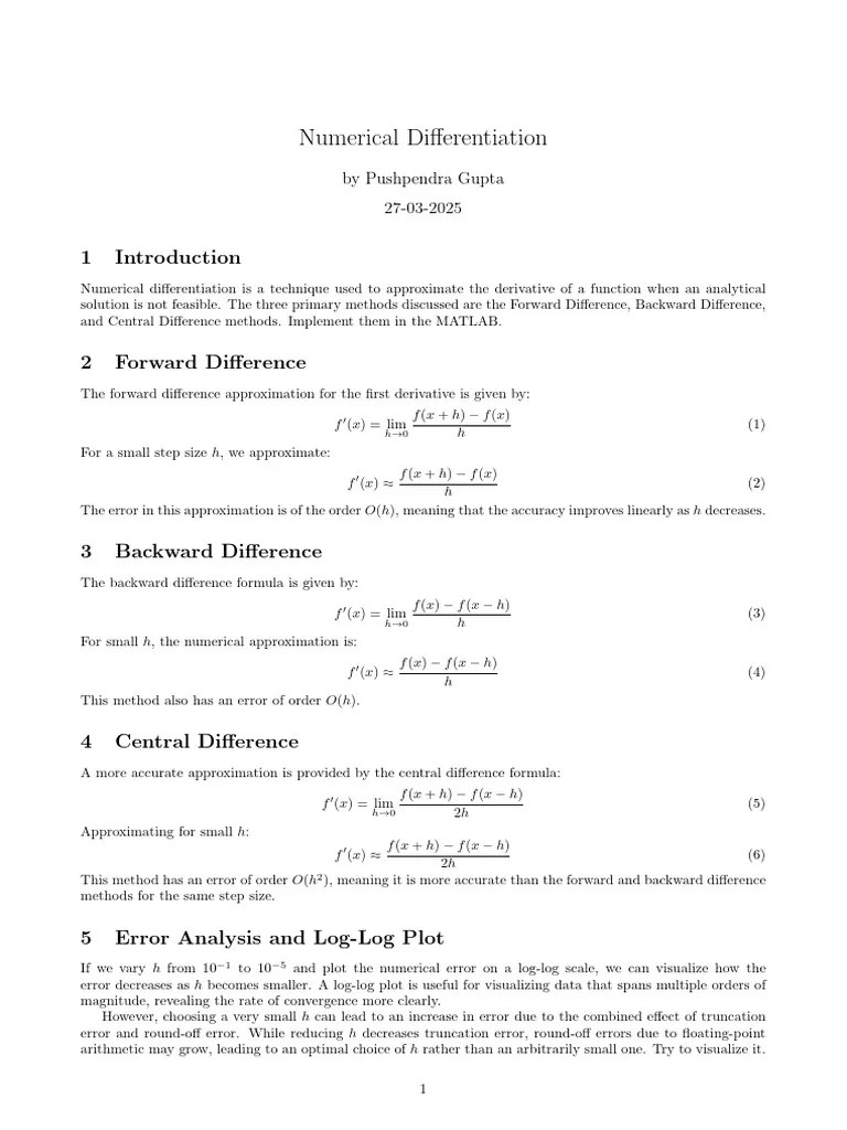 Numerical Differentiation And Integration Pdf Finite Difference