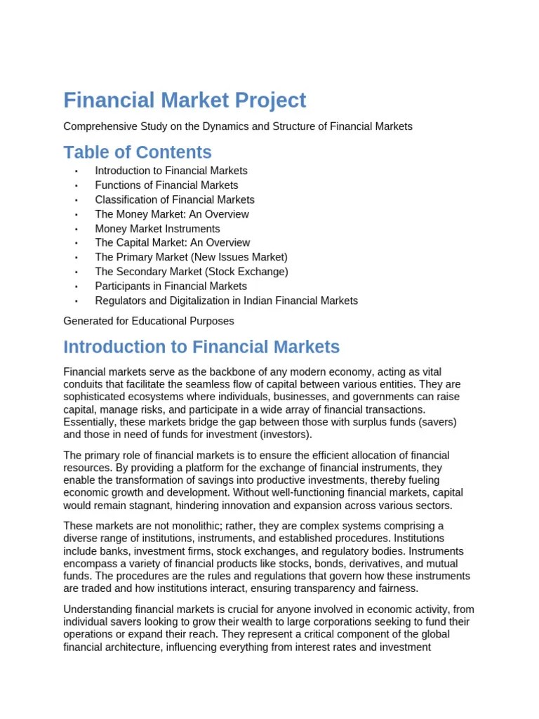 Concise Project Pointers Pdf Securities Finance Financial Markets