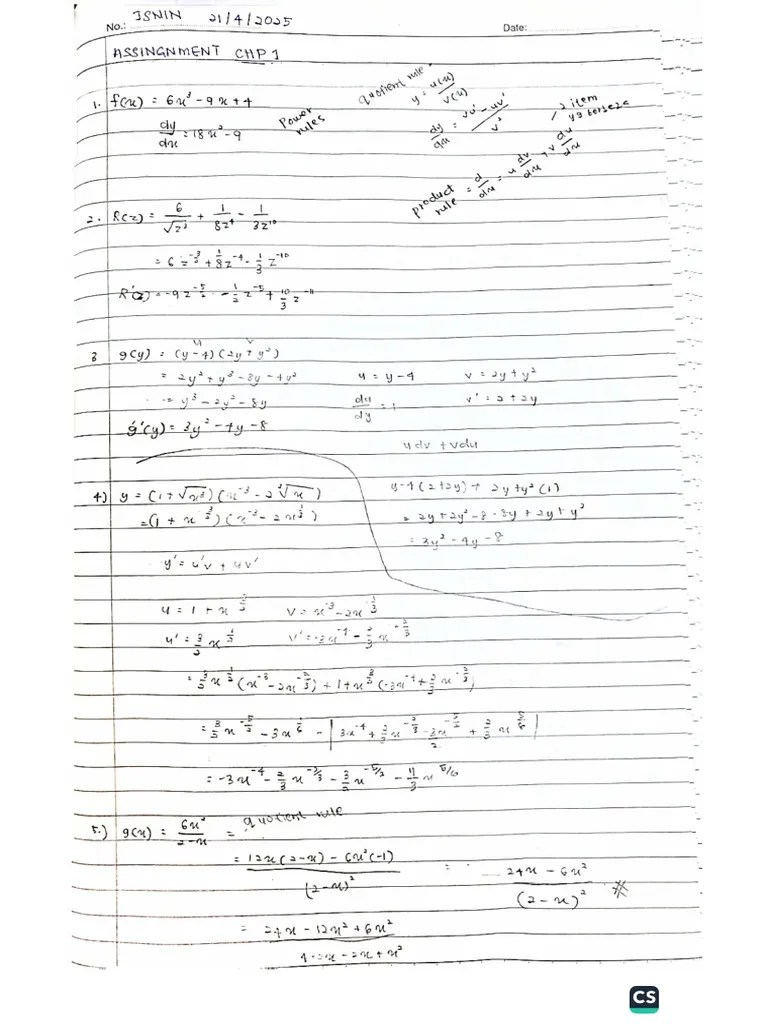 Assignment Calculus Pdf