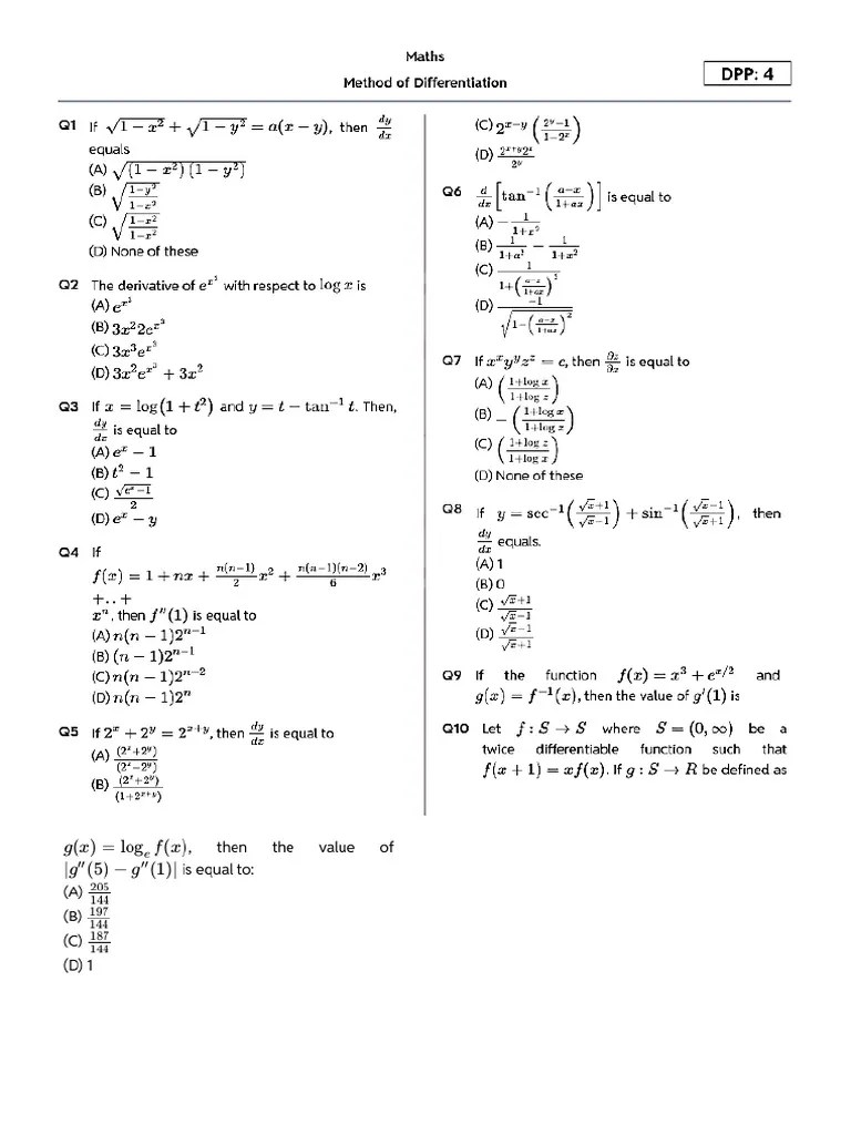Maths Dpp 4 Pdf