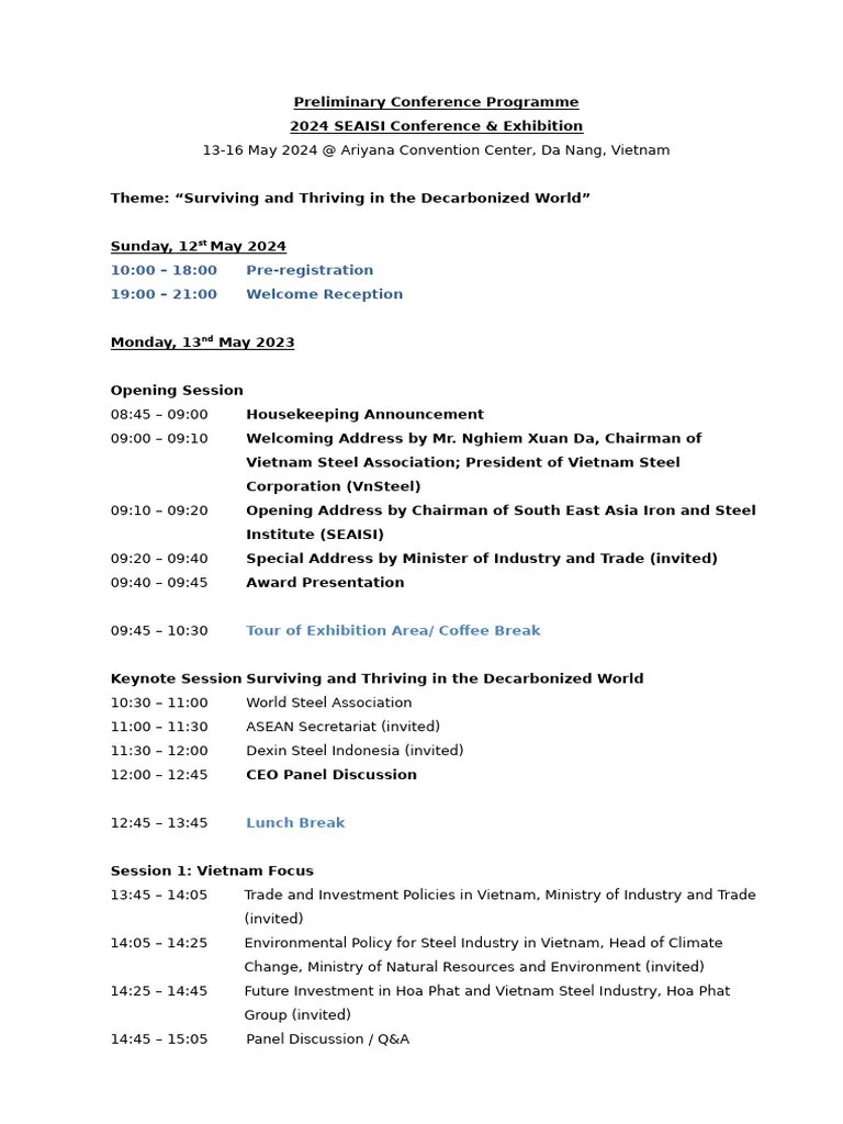 Preliminary Conference Programme May 2024 Pdf Steelmaking Scrap