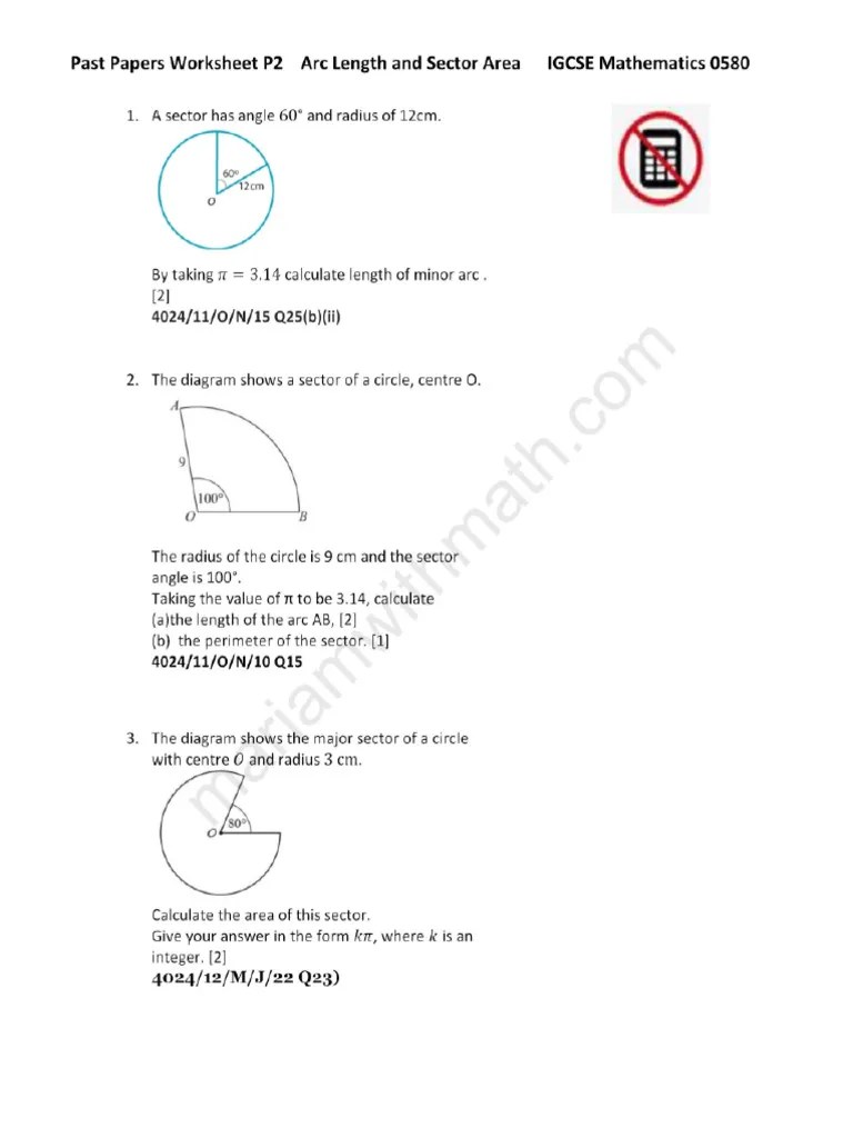 39 A Arc Length And Sector Area P2 Pdf