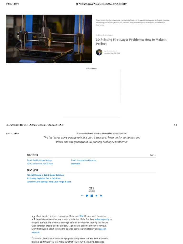 3d Printing First Layer Problems Pdf 3 D Printing
