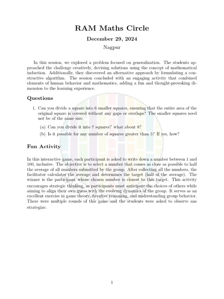 Math Circle Pdf