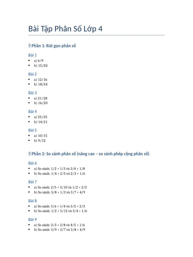 Bai Tap Phan So Lop 4 Pdf