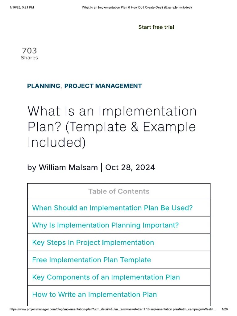 Pip Template Project Implementation Plan Pdf