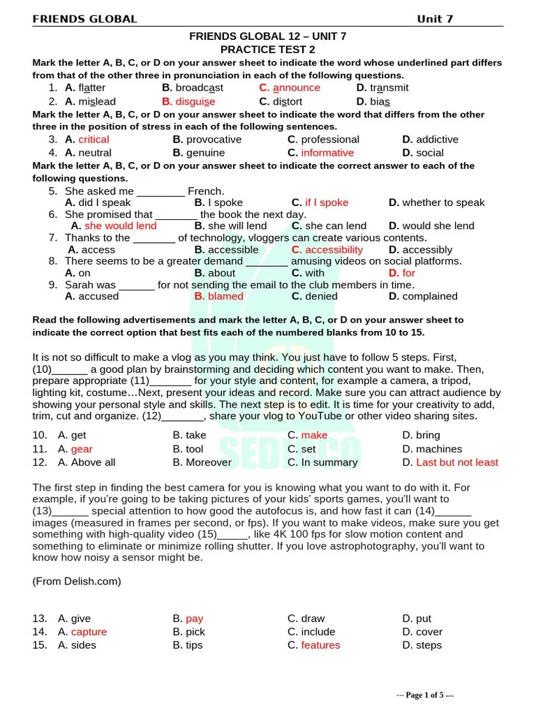 Fg12 Unit 7 Practice Test 2 Key Pdf Cyberbullying News