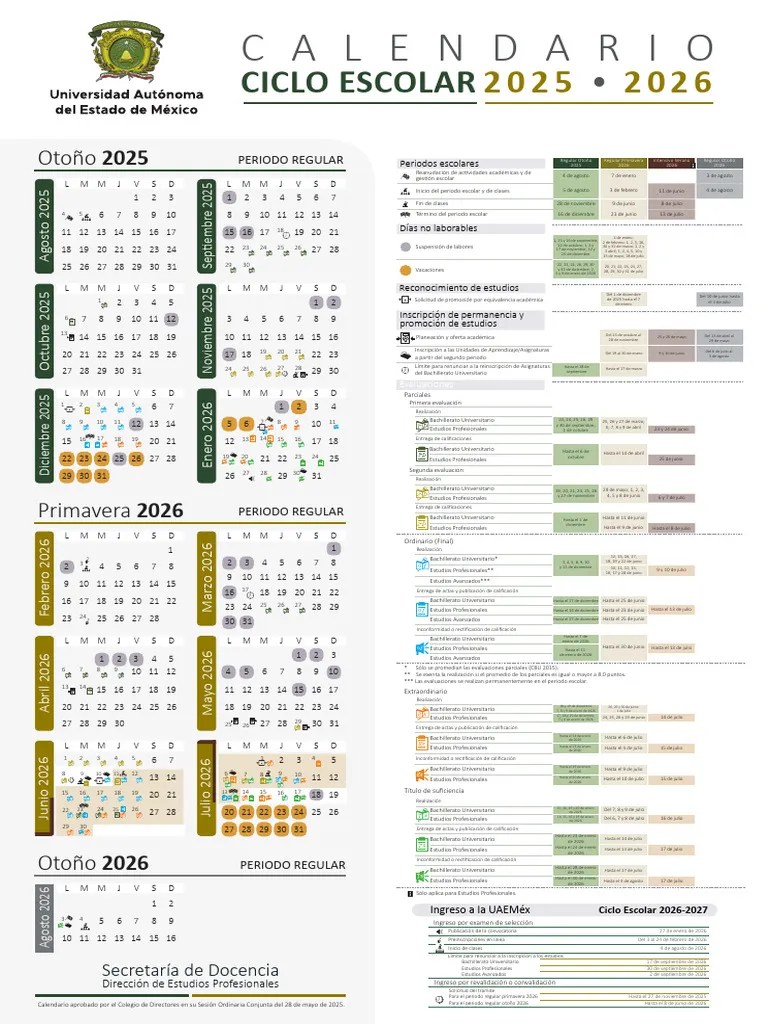Calendario Escolar Uaeméx 2026 Pdf Otoño