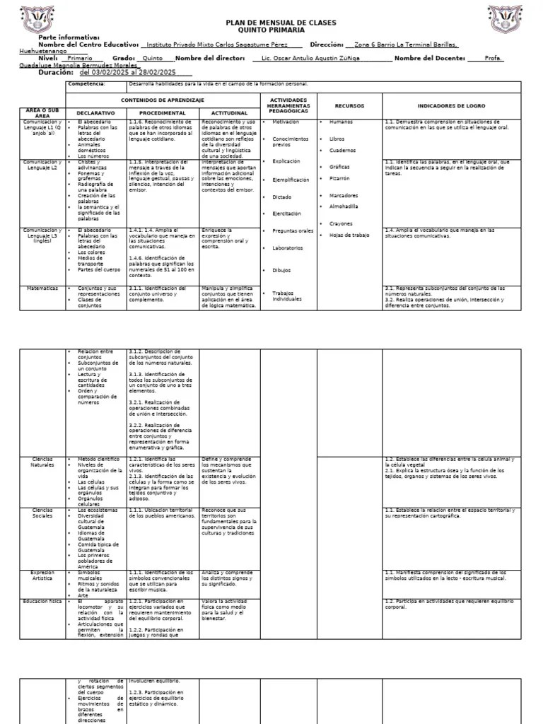 Plan De Mensual De Clases Pdf Comunicación Los Símbolos