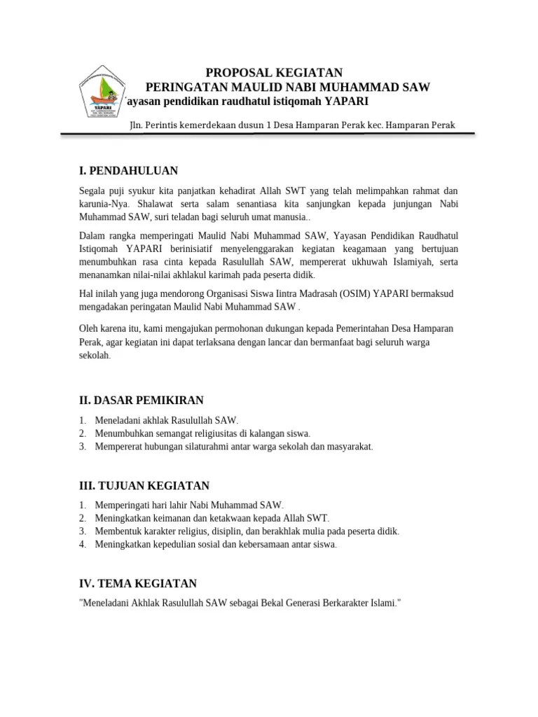Proposal Maulid Osim Yapari Pdf