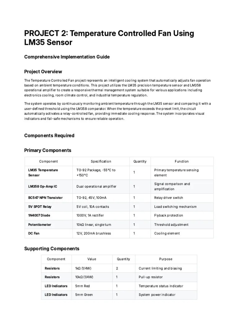 Temperature Controlled Fan System Guide Pdf Relay Power Supply