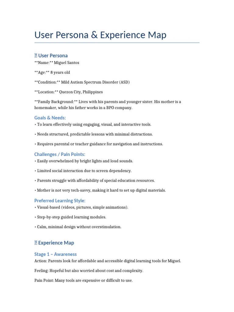 User Persona Experience Map Pdf