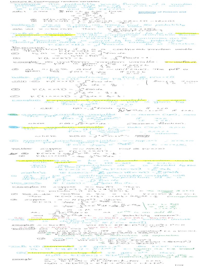 Lecture 8 Continuous Random Variables Pdf