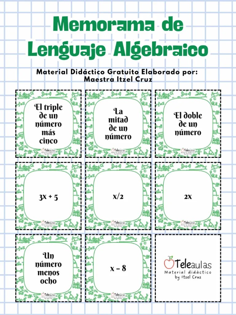 Memorama Algebraico Teleaulas Pdf