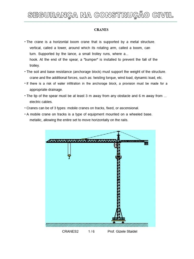 Cranes Pdf Crane Machine Mechanical Engineering