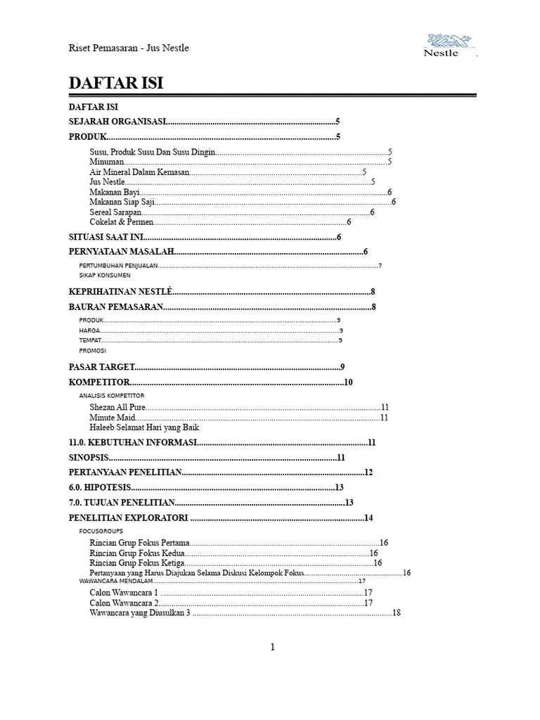 Proyek Riset Pemasaran Nestle Pdf