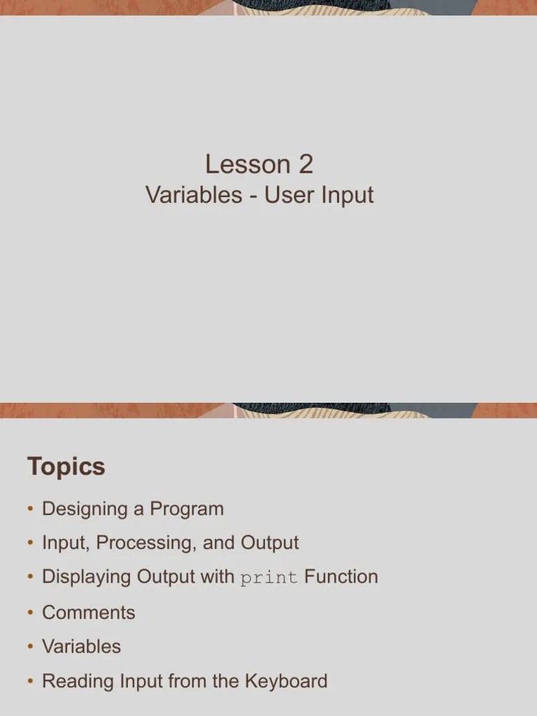 Understanding Variables And User Input Pdf Variable Computer