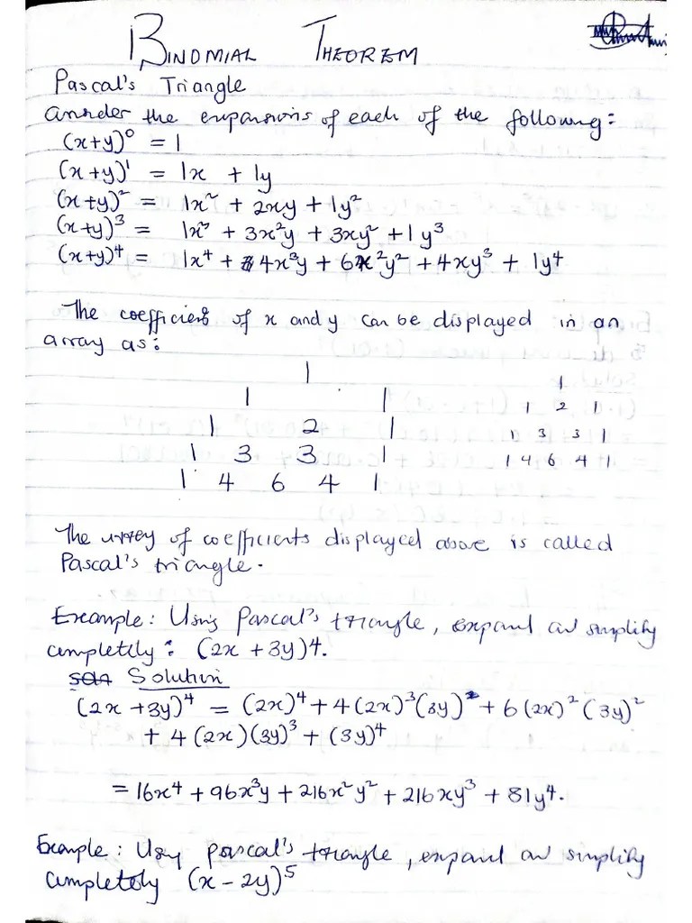 Binomial Theorem Pdf