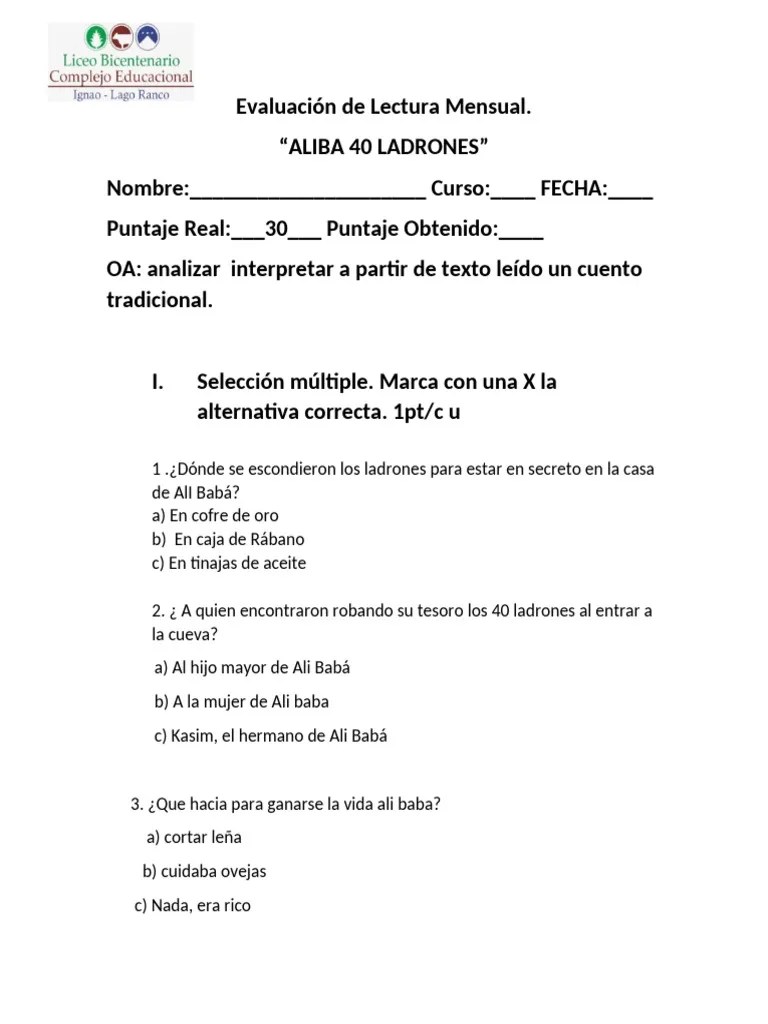 Prueba De 6 Basico Pdf