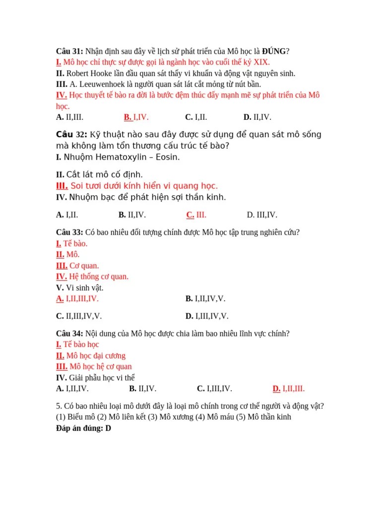 Cau Hoi Trac Nghiem Mo Hoc Pdf