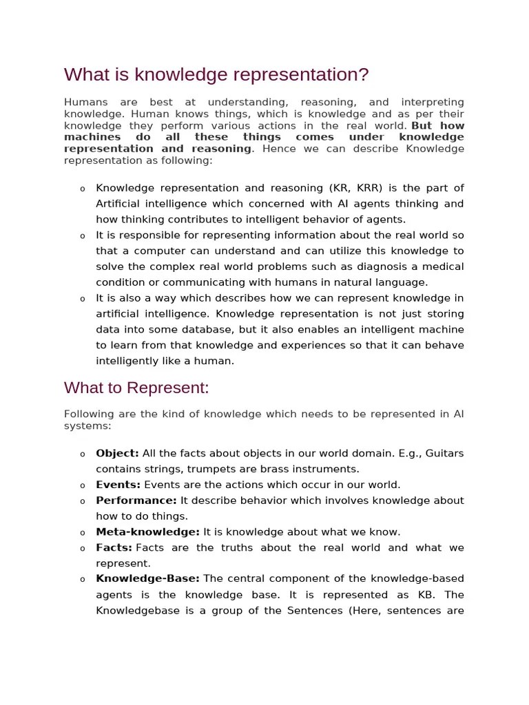 What Is Knowledge Representation Pdf Knowledge Representation And